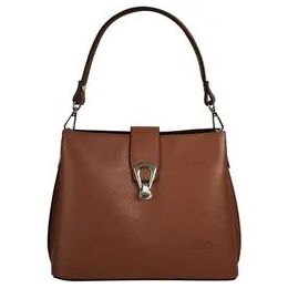 Umh&auml;ngetasche CLUTY, Damen, Gr. B/H/T: 25cm x 21cm x 13cm onesize, braun (cognac), Leder, leicht gl&auml;nzend, unifarben, Taschen Umh&auml;ngetasche, echt Leder, Made in Italy