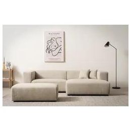 Polsterecke Home Affaire "BAKELS, Ecksofa-Set mit Hocker, L-Form mit Schlaffunktion", braun (hellbraun), B:267cm H:66cm T:163cm, Sofas, Ecksofa-Set (incl. Hocker) im trendigen Megacord