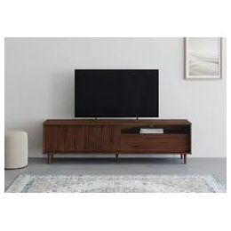 Lowboard OTTO HOME "Malmedy Front mit gefr&auml;sten Rillen", braun, B:180cm H:50cm T:38cm, FSC-zertifiziertes Massivholz, MDF, Sideboards, Lowboard, TV-Kommode aus massivem Kiefernholz, Push-to-open, Breite 180 cm