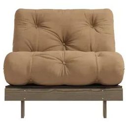 Daybett KARUP DESIGN "Roots Sofa Bed, Schlafsofa, Daybett, Bettfunktion, FSC-Massivholz", braun (mocca), B:90cm H:85cm, Bezug: 80% Baumwolle, 20% Polyester, Daybetten, Inkl. Futonmatratze. Mehrere Gr&ouml;&szlig;en & Farben, Made in Europe