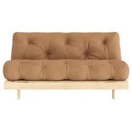 Daybett KARUP DESIGN "Roots Sofa Bed, Schlafsofa, Daybett, Bettfunktion, FSC-Massivholz", braun (mocca), B:160cm H:85cm, Bezug: 80% Baumwolle, 20% Polyester, Daybetten, Inkl. Futonmatratze, aus FSC-Kiefer, in mehreren Farben erh&auml;ltlich