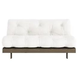 Daybett KARUP DESIGN "Roots Sofa Bed, Schlafsofa, Daybett, Bettfunktion, FSC-Massivholz", beige (natural), B:160cm H:85cm, Bezug: 80% Baumwolle, 20% Polyester, Daybetten, Inkl. Futonmatratze, aus FSC-Kiefer, in mehreren Farben erh&auml;ltlich