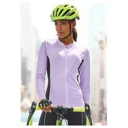 Funktionsshirt Vivance ACTIVE "- Fahrradshirt", Damen, Gr. XL (48/50), lila (lavendel), Obermaterial: 92% Polyester, 8% Elasthan, unifarben mit Farbeinsatz, figurbetont h&uuml;ftlang, Rundhals, Shirts Funktionsshirt, mit reflektierenden Details, Radsport