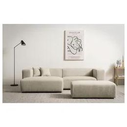 Polsterecke Home Affaire "BAKELS, Ecksofa-Set mit Hocker, L-Form mit Schlaffunktion", braun (hellbraun), B:267cm H:66cm T:163cm, Sofas, Ecksofa-Set (incl. Hocker) im trendigen Megacord