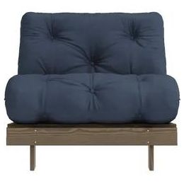 Daybett KARUP DESIGN "Roots Sofa Bed, Schlafsofa, Daybett, Bettfunktion, FSC-Massivholz", blau (navy), B:90cm H:85cm, Bezug: 80% Baumwolle, 20% Polyester, Daybetten, Inkl. Futonmatratze. Mehrere Gr&ouml;&szlig;en & Farben, Made in Europe