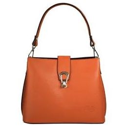 Umh&auml;ngetasche CLUTY, Damen, Gr. B/H/T: 25cm x 21cm x 13cm onesize, orange, Leder, leicht gl&auml;nzend, unifarben, Taschen Umh&auml;ngetasche, echt Leder, Made in Italy