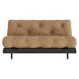 Daybett KARUP DESIGN "Roots Sofa Bed, Schlafsofa, Daybett, Bettfunktion, FSC-Massivholz", braun (mocca), B:160cm H:85cm, Bezug: 80% Baumwolle, 20% Polyester, Daybetten, Inkl. Futonmatratze, aus FSC-Kiefer, in mehreren Farben erh&auml;ltlich