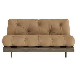 Daybett KARUP DESIGN "Roots Sofa Bed, Schlafsofa, Daybett, Bettfunktion, FSC-Massivholz", braun (mocca), B:160cm H:85cm, Bezug: 80% Baumwolle, 20% Polyester, Daybetten, Inkl. Futonmatratze, aus FSC-Kiefer, in mehreren Farben erh&auml;ltlich