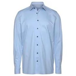 Langarmhemd OLYMP "Luxor 24/Seven modern fit Jerseyshirt", Herren, Gr. 44, N-Gr, blau (hellblau), Jersey, Obermaterial: 92% Baumwolle, 8% Elasthan, Hemden, mit geruchshemmenden Materialeigenschaften