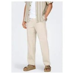 Only & Sons Schlupfhose ONLY & SONS "ONSSINUS LOOSE 0007 COT LIN PANT NOOS", Herren, Gr. M, N-Gr, beige (silber lining), Web, Obermaterial: 75% Baumwolle, 25% Leinen, unifarben, loose fit kn&ouml;chellang, Hosen Schlupfhose, Baumwolle mit Leinen, locker geschnitten