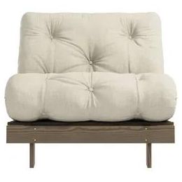 Daybett KARUP DESIGN "Roots Sofa Bed, Schlafsofa, Daybett, Bettfunktion, FSC-Massivholz", beige (linen), B:90cm H:85cm, Bezug: 75% Baumwolle, 25% Leinen, , Daybetten, Inkl. Futonmatratze. Mehrere Gr&ouml;&szlig;en & Farben, Made in Europe
