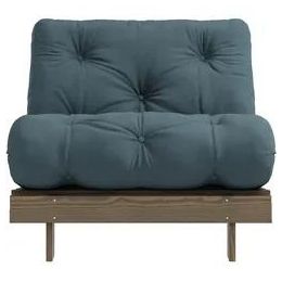 Daybett KARUP DESIGN "Roots Sofa Bed, Schlafsofa, Daybett, Bettfunktion, FSC-Massivholz", blau (petrol blau), B:90cm H:85cm, Bezug: 80% Baumwolle, 20% Polyester, Daybetten, Inkl. Futonmatratze, aus FSC-Kiefer, in mehreren Farben erh&auml;ltlich