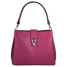 Umh&auml;ngetasche CLUTY, Damen, Gr. B/H/T: 25cm x 21cm x 13cm onesize, pink, Leder, leicht gl&auml;nzend, unifarben, Taschen Umh&auml;ngetasche, echt Leder, Made in Italy