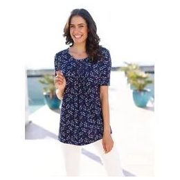 Print-Shirt Inspirationen "Tunikashirt", Damen, Gr. 40, bunt (marine, erdbeere, bedruckt), 95% Viskose, 5% Elasthan, bedruckt, gebl&uuml;mt, gemustert, mehrfarbig, Rundhals, Shirts
