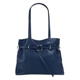 Henkeltasche Samantha Look, Damen, Gr. B/H/T: 36cm x 26cm x 15cm onesize, blau, Leder, leicht gl&auml;nzend, unifarben, Taschen, echt Leder, Made in Italy