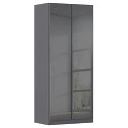 Dreht&uuml;renschrank OTTO HOME "Kleiderschrank Kleiderschr&auml;nke Schrank Garderobe AGORDO mit Glasfront", grau (graumetallic, glas basalt), B:91cm H:210cm T:54cm, Holzwerkstoff, Schr&auml;nke, Dreht&uuml;renschrank, durchdachte Innenausstattung, in 8 Breiten und 2 H&ouml;hen MADE IN GERMANY