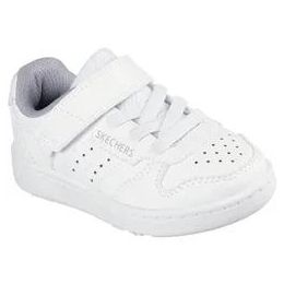 Lauflernschuh Skechers "QUICK STREET", Baby, Gr. 25, wei&szlig;, Lederimitat, Schuhe Lauflernschuh, Retro Sneaker mit Klettverschluss, Gr&ouml;&szlig;enschablone zum Download