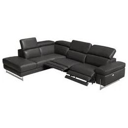 Ecksofa Egoitaliano "Candice, elegant, edel und bequem, erstklassiger Sitzkomfort, L-Form", schwarz, B:278cm H:100cm T:221cm, Leder &raquo;BULL&laquo; (echtes Rindsleder). Geschliffenes, pigmentiertes und behandeltes Rindsleder mit einer Dicke von 1, 3-1, 5 mm. Dieses Leder zeigt eine ziemlich weiche Hand mit einem halb undurchsichtigen Aussehen. Es handelt sich um ein gesch&uuml;tztes Leder. Eine leichte Deckschi