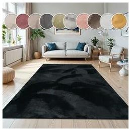 Fellteppich Paco Home "Kunstfell Soft 380", schwarz, B:60cm H:14mm L:90cm, Polyester, Teppiche, Fellteppich, Langflor, Kuschelteppich - besonders weich, Uni-Farben