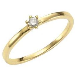 Fingerring OROLINO "Gold 750 mit Brillant 0,07ct." Gr. 56, gelb, Fingerringe, Damen, 056 (17,8), 0,07 SI = kleine Einschl&uuml;sse, Gold, Fingerring