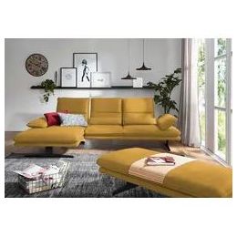Ecksofa W.Schillig "broadway, Designsofa mit tollem Sitzkomfort", gelb (kurkuma z69), B:291cm H:94cm T:164cm, Longlife Xtra-Leder Z69: Das feinnarbige, gedeckte Softleder Z69 besticht durch seine au&szlig;ergew&ouml;hnliche Weichheit im trendigen &raquo;Vintage-Look&laquo;, Hautst&auml;rke 0, 9 - 1, 1 mm, Sofas, Ecksofa, Sitztiefenverstellung, Kopfteil- & Seitenteilverstellung, Breite 291cm