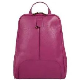 Cityrucksack Samantha Look, Damen, Gr. B/H/T: 20cm x 32cm x 6cm, onesize, pink, Leder, Rindsleder, Rucks&auml;cke Cityrucksack, echt Leder, Made in Italy