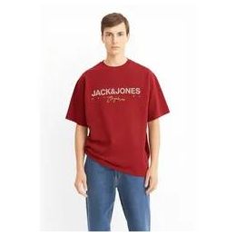 Jack & Jones T-Shirt JACK & JONES JUNIOR "JORCANGGU mit Druck und angenehmem Tragegef&uuml;hl", Jungen, Gr. 128, orange (arabian spice), Single Jersey, Obermaterial: 100% Baumwolle, bedruckt, normal normal, Rundhals, Shirts T-Shirt, bedruckt, modisch, regular fit, Single Jersey, Rundhals