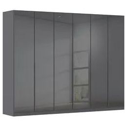 Dreht&uuml;renschrank OTTO HOME "Kleiderschrank Kleiderschr&auml;nke Schrank Garderobe AGORDO mit Glasfront", grau (graumetallic, glas basalt), B:271cm H:210cm T:54cm, Holzwerkstoff, Schr&auml;nke, Dreht&uuml;renschrank, durchdachte Innenausstattung, in 8 Breiten und 2 H&ouml;hen MADE IN GERMANY