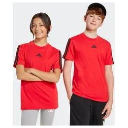 T-Shirt Adidas SPORTSWEAR "ESSENTIALS KIDS", Jungen, Gr. 152, rot (pure ruby, schwarz), Obermaterial: 100% Baumwolle, normal, Rundhals, Shirts T-Shirt, sportlicher Stil, Rundhalsausschnitt, ohne Verschluss, f&uuml;r Kinder