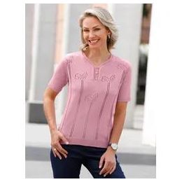 V-Ausschnitt-Pullover Classic Basics "Pullover", Damen, Gr. 42, rosa (ros&eacute;), 100% Polyacryl, unifarben, Pullover