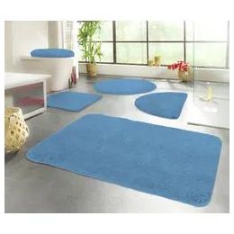 Badematte Kinzler "Chaozhou", blau (t&uuml;rkis), H:20mm, Polyester, Badematten, Badematte, Badteppich, Uni Farben, weich, als rechteckig, rund & Set erh&auml;ltlich