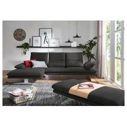 Ecksofa W.Schillig "broadway, Designsofa mit tollem Sitzkomfort, L-Form", grau (anthrazit z69), B:291cm H:94cm T:164cm, Longlife Xtra-Leder Z69: Das feinnarbige, gedeckte Softleder Z69 besticht durch seine au&szlig;ergew&ouml;hnliche Weichheit im trendigen &raquo;Vintage-Look&laquo;, Hautst&auml;rke 0, 9 - 1, 1 mm, Sofas, Ecksofa, Sitztiefenverstellung, Kopfteil- & Seitenteilverstellung, Breite 291cm