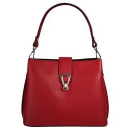 Umh&auml;ngetasche CLUTY, Damen, Gr. B/H/T: 25cm x 21cm x 13cm onesize, rot, Leder, leicht gl&auml;nzend, unifarben, Taschen Umh&auml;ngetasche, echt Leder, Made in Italy