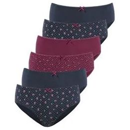 Jazz-Pants Slips Petite Fleur, Damen, Gr. 40/42, navy, berry, Single Jersey, Obermaterial: 95% Baumwolle, 5% Elasthan, gemustert, unifarben, Unterhosen, aus elastischer Baumwolle