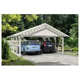 Skan Holz Doppelcarport SKANHOLZ "Schwarzwald", wei&szlig;, B/H/T: 684cm x 220cm x 600cm, Carports, 684x600cm, mit Dachlattung