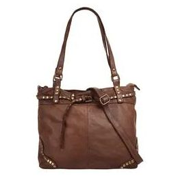 Shopper Samantha Look, Damen, Gr. B/H/T: 33cm x 26cm x 12cm onesize, braun (cognac), Leder, unifarben, Taschen Shopper, echt Leder, Made in Italy