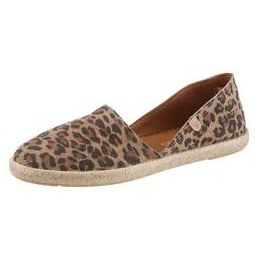 Espadrille VERBENAS, Damen, Gr. 37, braun (leo), Veloursleder, Schuhe Espadrille, Strandschuh, Sommerschuh, Loafer im trendigen Animal-Look