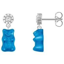 Paar Ohrstecker Thomas Sabo "Thomas Sabo x HARIBO: Ohrstecker mit Goldb&auml;r", blau (silberfarben, blau, kristallwei&szlig;, blau, kristallwei&szlig;), Ohrringe, Damen, Silber 925 (recycelt), mit Kristallglas, Zirkonia (synth.)