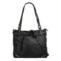 Shopper Samantha Look, Damen, Gr. B/H/T: 33cm x 26cm x 12cm onesize, schwarz, Leder, unifarben, Taschen Shopper, echt Leder, Made in Italy