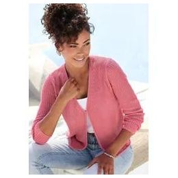 Strickjacke Vivance, Damen, Gr. 44/46, lila (beere), Strick, Obermaterial: 100% Polyacryl, unifarben, figurumspielend, tiefer V-Ausschnitt, Strickjacken Strickjacke, mit Haken-Verschluss