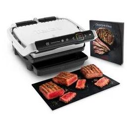 Kontaktgrill Tefal "GC750D OptiGrill Elite", schwarz (edelstahlfarben, schwarz), B:36,3cm H:18cm T:34,1cm, Kontaktgrill_Standgrill_Tischgrill_Teppanyakigrill, 12 Programme, intuitiver Sensor, Grillboost-Funktion, Rezeptbuch App