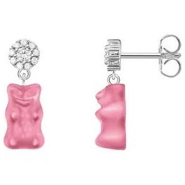 Paar Ohrstecker Thomas Sabo "Thomas Sabo x HARIBO: Ohrstecker mit Goldb&auml;r", wei&szlig; (silberfarben, rosa, kristallwei&szlig;, rosa, kristallwei&szlig;), Ohrringe, Damen, Silber 925 (recycelt), mit Kristallglas, Zirkonia (synth.)