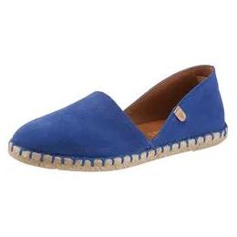 Espadrille VERBENAS "CARMEN SERRAJE", Damen, Gr. 35, blau (royalblau), Veloursleder, Schuhe Espadrille, Schlupfschuh, Sommerschuh, Loafer mit typischem Jute-Rahmen