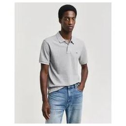 Poloshirt Gant "REG EMB ARCHIVE SHIELD POLO", Herren, Gr. XXL, grau (grau melange), Web, Obermaterial: 100% Baumwolle, unifarben, regular fit normal, Rundhals, eingesetzt,&Auml;rmel ohne &Auml;rmelschlitz angesetztes B&uuml;ndchen, Shirts, Mit Schlitzen an der Seite