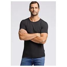 T-Shirt LINDBERGH "T-Shirt Slim Fit", Herren, Gr. 3XL, schwarz, Obermaterial: 70% Viskose, 25% Baumwolle, 5% Elasthan, unifarben, schmal, Rundhals, Shirts T-Shirt