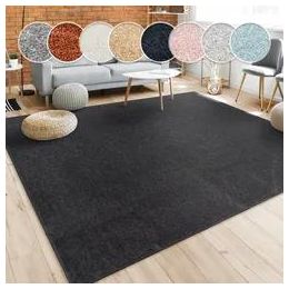 Teppich Paco Home "Porto 890", schwarz, B:60cm H:13mm L:100cm, Obermaterial: 100% Polypropylen, Teppiche, Teppich, Kurzflor, Uni-Farben, ideal im Wohnzimmer & Schlafzimmer