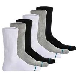 Sneakersocken Stance "Socken Icon Socken 6er Pack", Herren, Gr. 35-37, bunt (schwarz, grau, wei&szlig;), Obermaterial: 76% Baumwolle CO. 19% Polyester PES. 3% Nylon NY. 2% Elasthan EL., Socken Sneakersocken