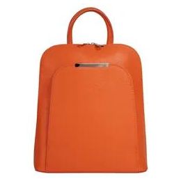 Cityrucksack CLUTY, Damen, Gr. B/H/T: 32cm x 28cm x 12cm, onesize, orange, Leder, Rindsleder, Strukturmuster, Rucks&auml;cke Cityrucksack, echt Leder, Made in Italy