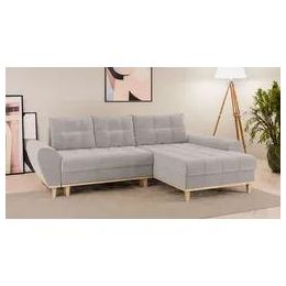 Ecksofa Home Affaire "Ahrdorf mit Bettfunktion und Bettkasten, Ma&szlig;e: B/H/T 268/86/175 cm", grau, B:268cm H:86cm T:175cm, 100% Polyester, Sofas, Ecksofa, L-Form mit 3 R&uuml;ckenkissen und moderne gerundete Armlehnen