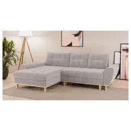 Ecksofa Home Affaire "Ahrdorf mit Bettfunktion und Bettkasten, Ma&szlig;e: B/H/T 268/86/175 cm", grau, B:268cm H:86cm T:175cm, 100% Polyester, Sofas, Ecksofa, L-Form mit 3 R&uuml;ckenkissen und moderne gerundete Armlehnen